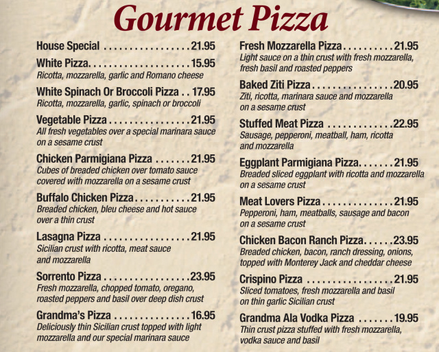 Pizza Corner Pizzeria & Restaurant Menu * We Deliver * Open 7 Days